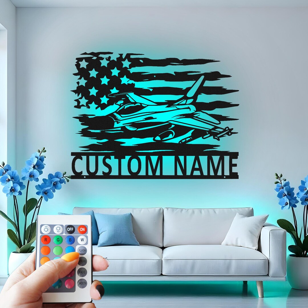 Custom Fighter Jet Metal Wall Art: LED Military Aviation Decor - Etsy