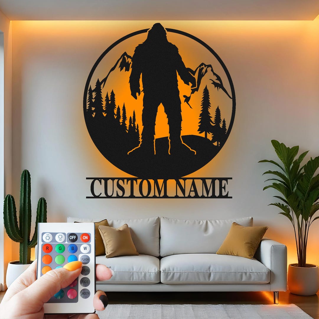 Bigfoot Led Light Custom Sign Metal Wall Decor, Sasquatch Decor ...
