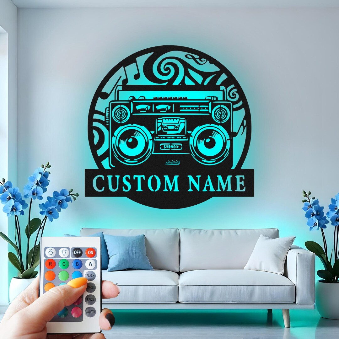 Custom Boombox LED Metal Wall Art: Retro Music Room Decor - Etsy
