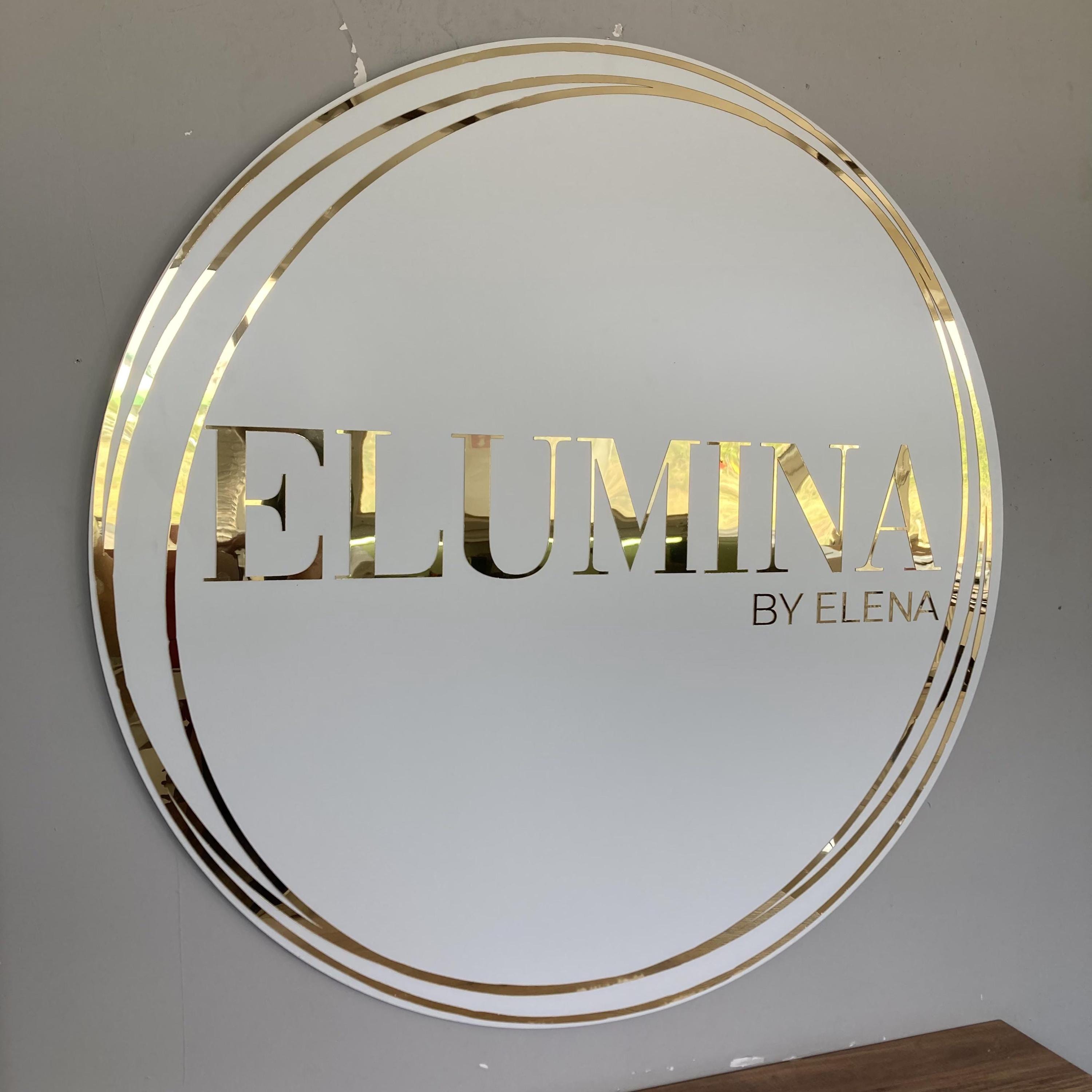 Business Round Mirror Logo Sign, Custom 3D Acrylic Sign, Modern Office ...