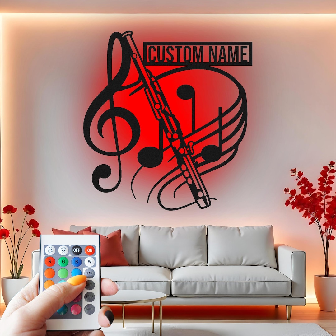 Custom Flute Metal Wall Art With LED: Personalized Music Decor - Etsy