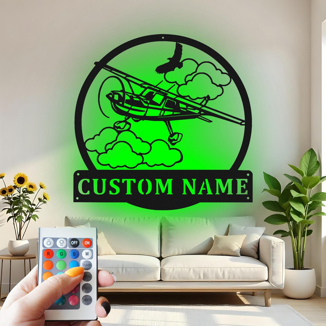Custom Airplane Metal Wall Art: RGB LED Pilot Gift - Etsy