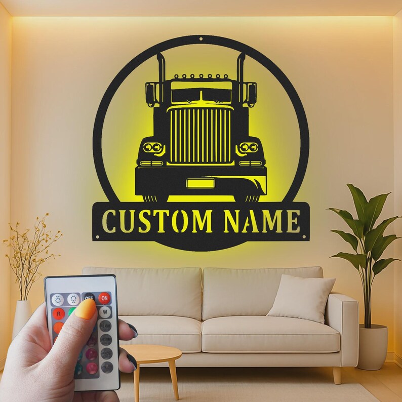 Custom Semi Truck LED Metal Wall Art: Personalized Garage Decor - Etsy