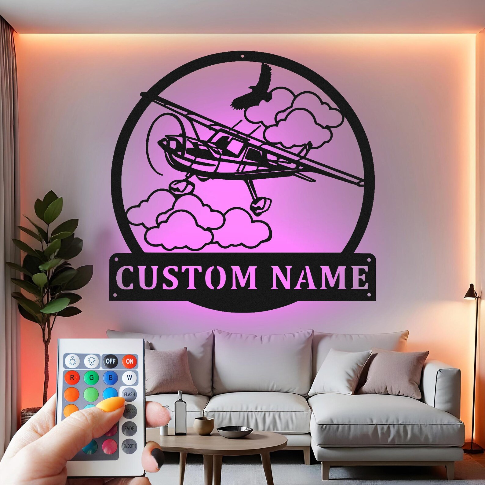 Custom Airplane Metal Wall Art: RGB LED Pilot Gift - Etsy
