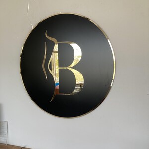 Business Round Mirror Logo Sign, Custom 3D Acrylic Sign, Modern Office ...