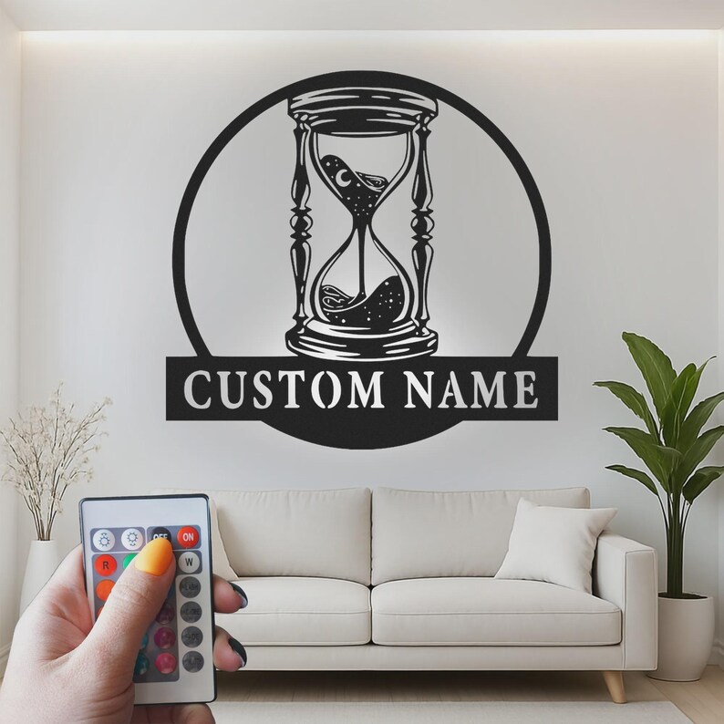 Personalized Hourglass LED Sign | Custom Metal Wall Art for Office ...
