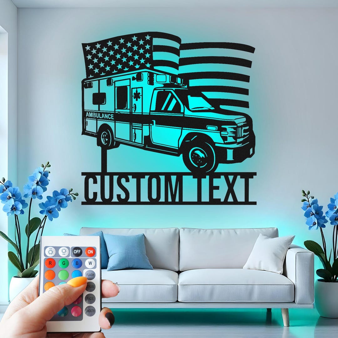 Custom Ambulance Led Light Metal Wall Art, Paramedic EMT Decor ...