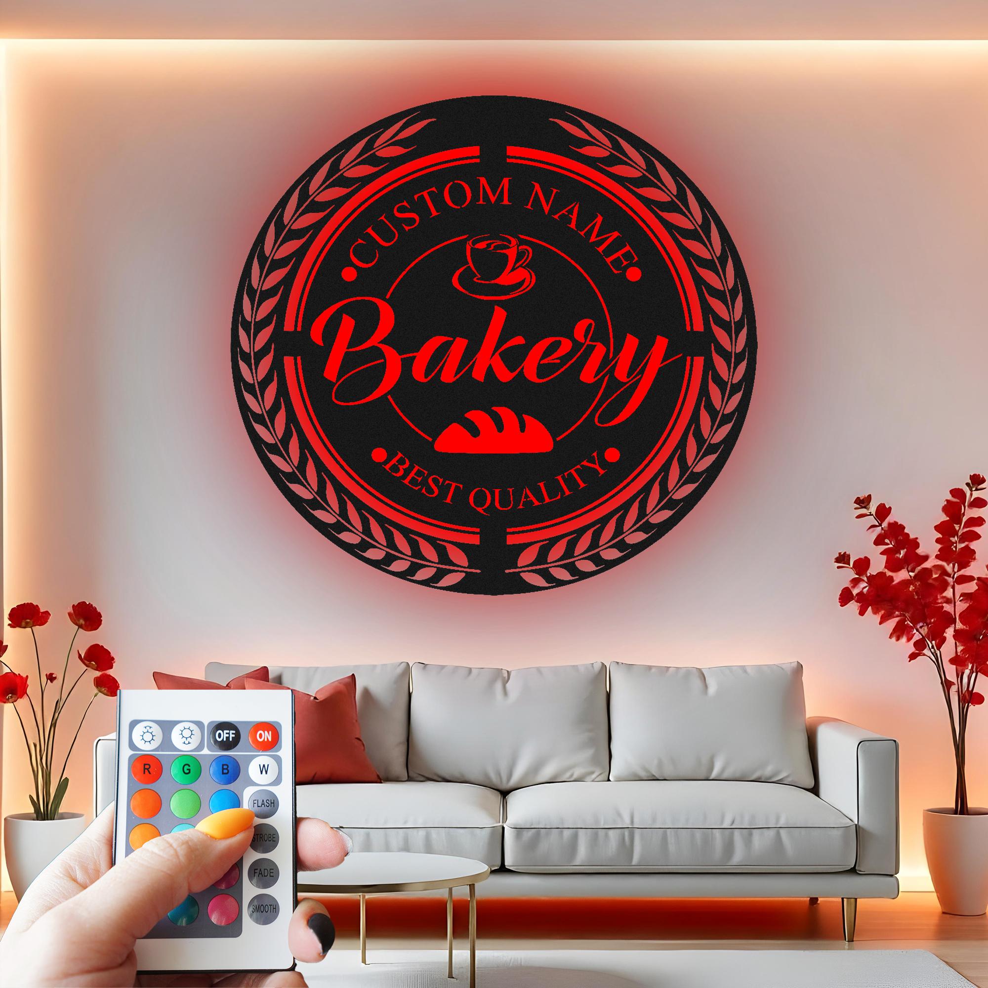 Custom Bakery LED Light Metal Wall Art: Personalized Kitchen Decor - Etsy