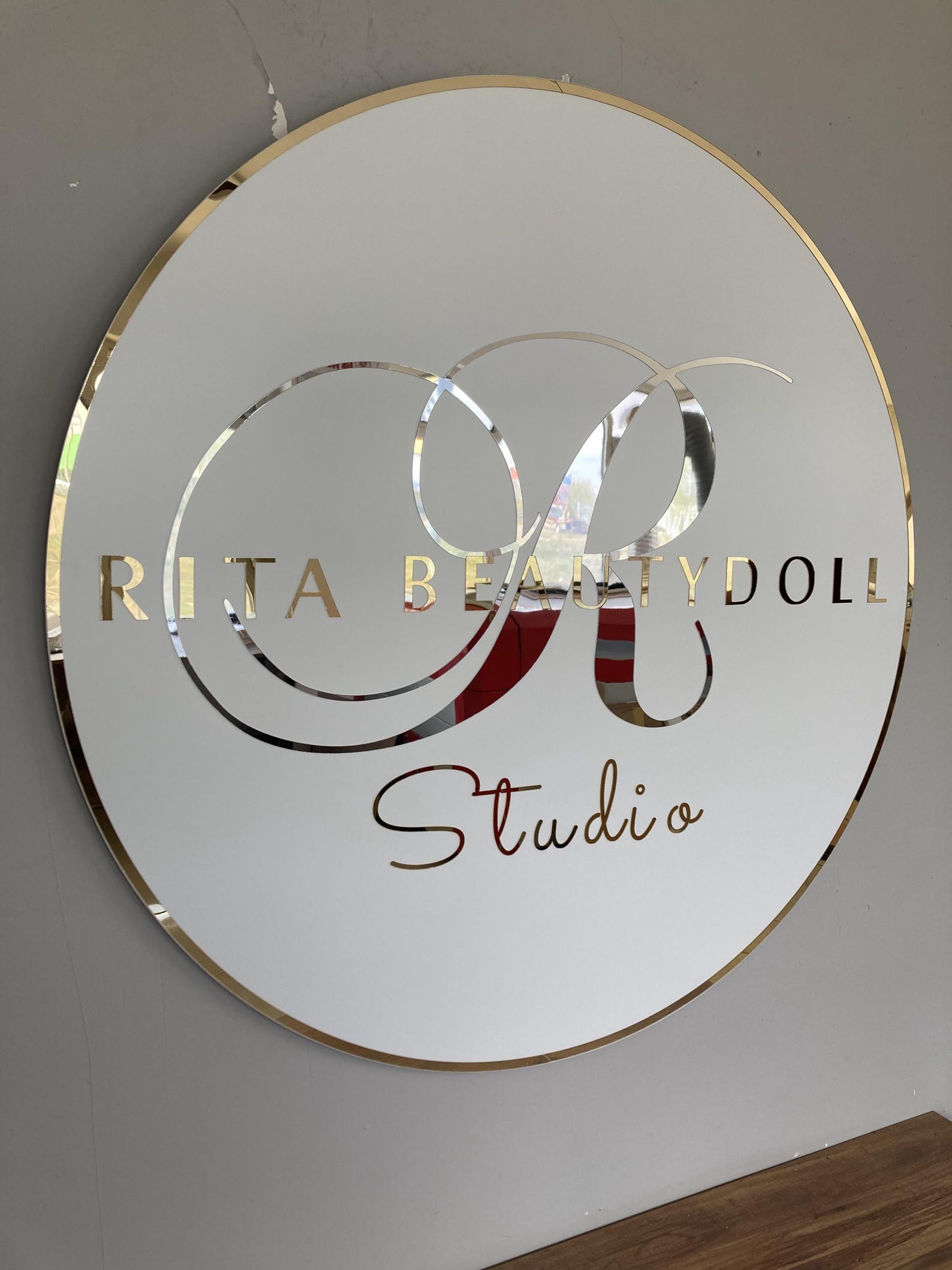 Business Round Mirror Logo Sign, Custom 3D Acrylic Sign, Modern Office ...