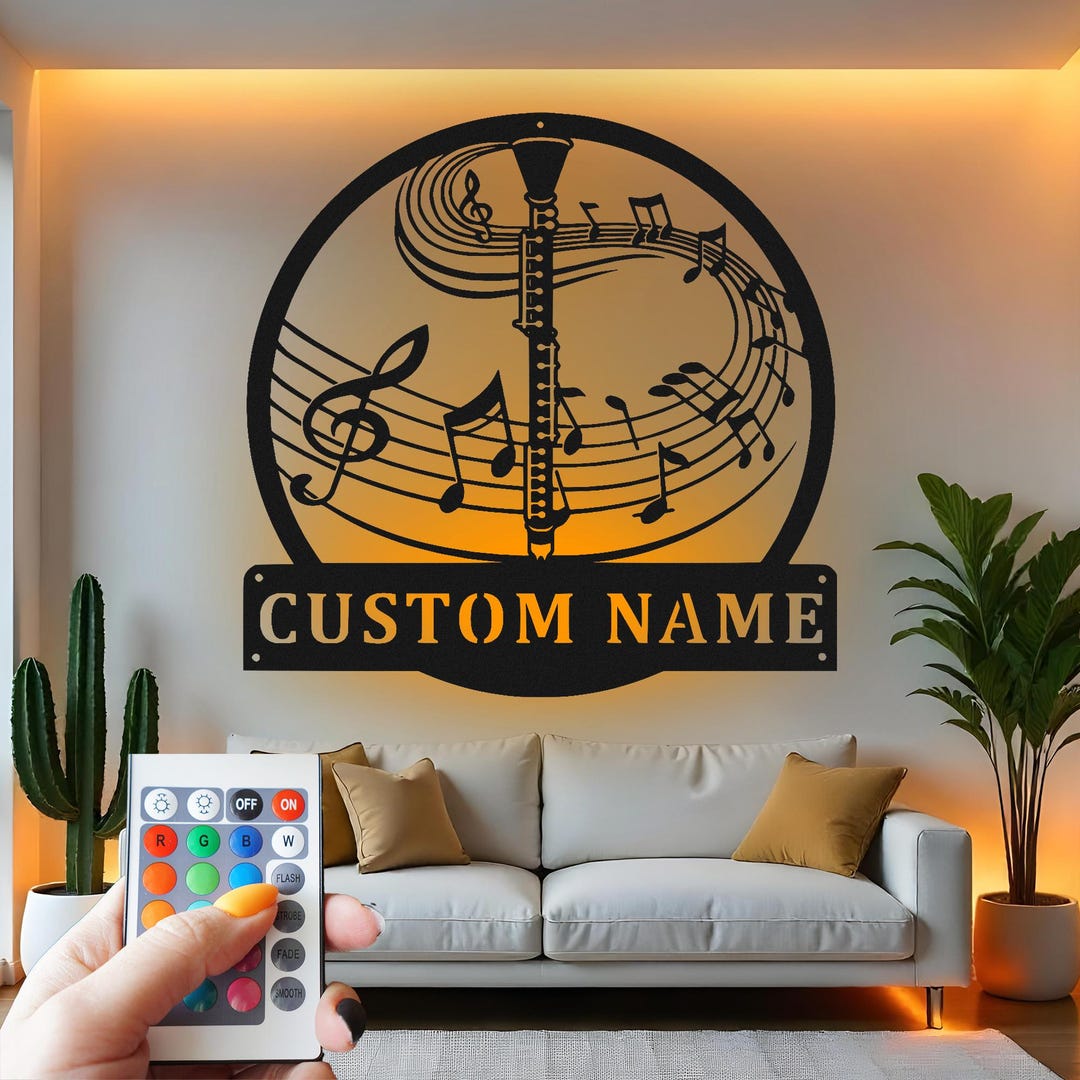 Custom Music Notes LED Metal Wall Art: Personalized Musician Gift - Etsy