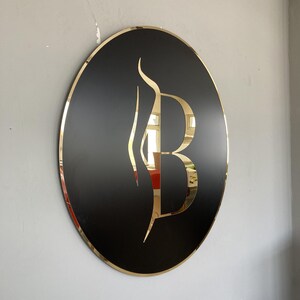 Business Round Mirror Logo Sign, Custom 3D Acrylic Sign, Modern Office ...