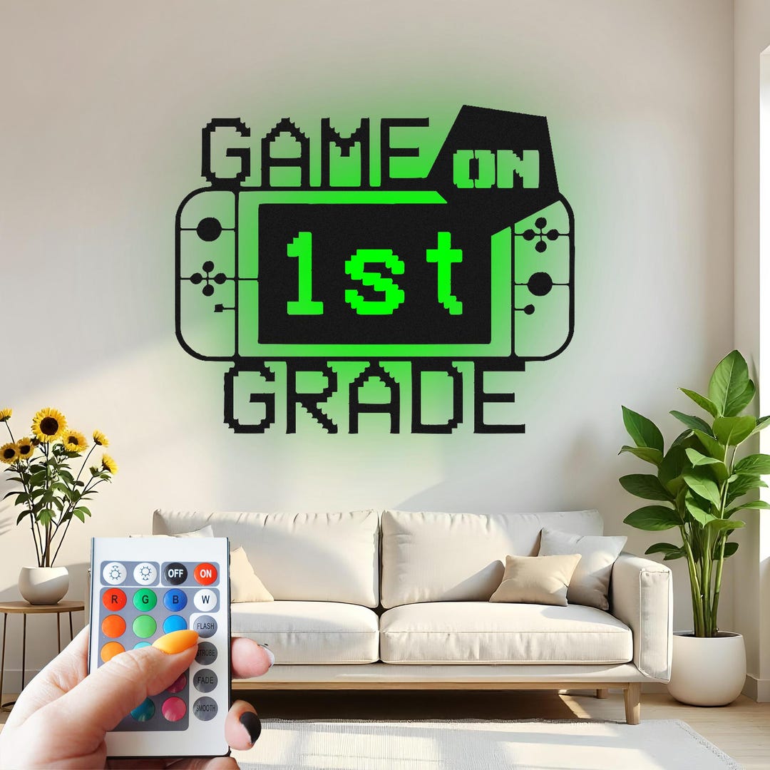 Custom First Grade Gamer Metal Wall Art With Led Light , Video Game ...