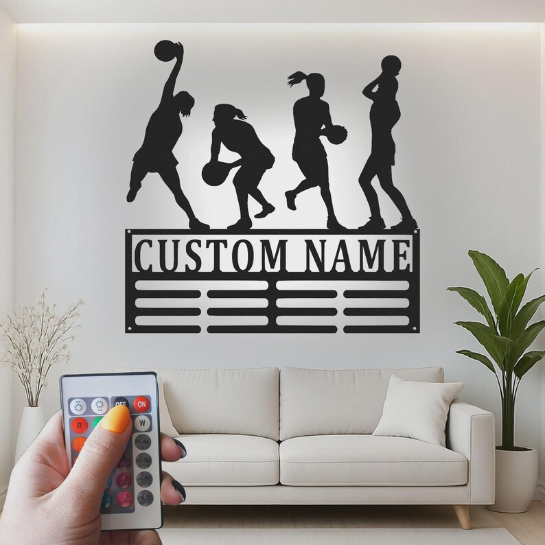 Custom Female Basketball Player Metal Wall Art: Personalized LED Sports ...