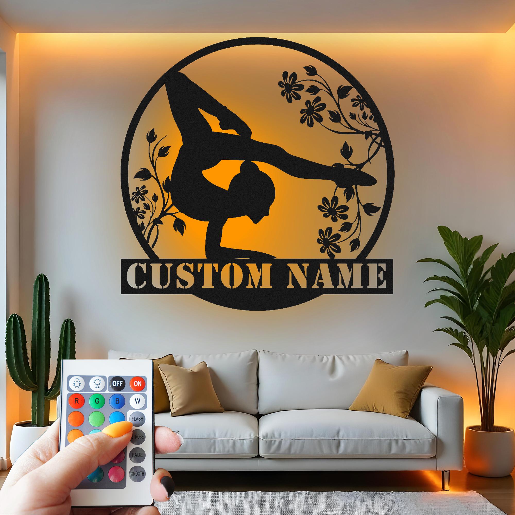 Custom Gymnastics Metal Wall Art With LED: Personalized Gymnast Decor ...