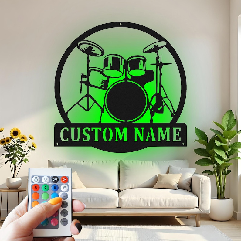 Custom Drum Set Metal Wall Art With LED: Personalized Drummer Gift - Etsy