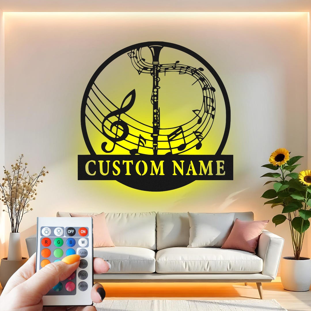 Custom Music Notes Metal Wall Art With RGB LED: Personalized Musician ...