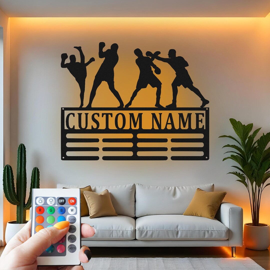 Custom Boxing Metal Wall Art With LED: Personalized Gym Decor - Etsy
