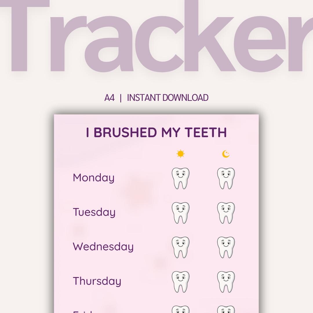 Kids Tooth Brushing Chart – Printable Habit Tracker With Bacteria ...