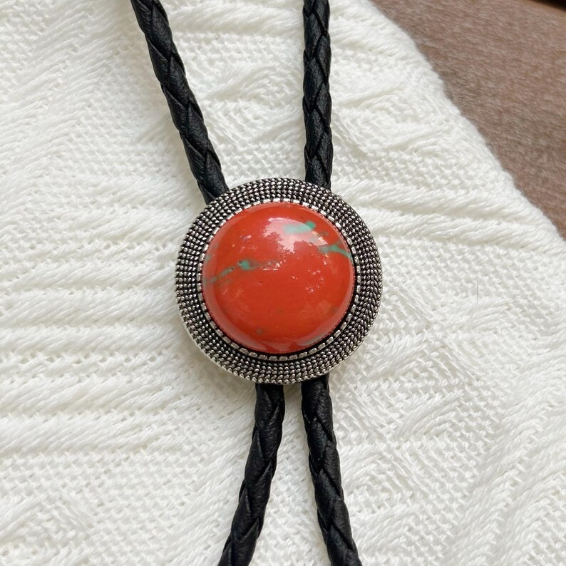 Red Bolo Tie - Gifts for Him Western Style Leather Cowboy Necktie ...