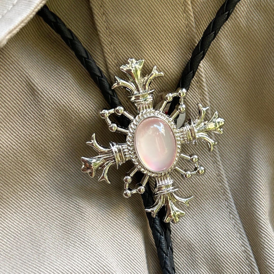 Pink Acrylic Bolo Tie - Western Style Leather Cowboy Necktie ...