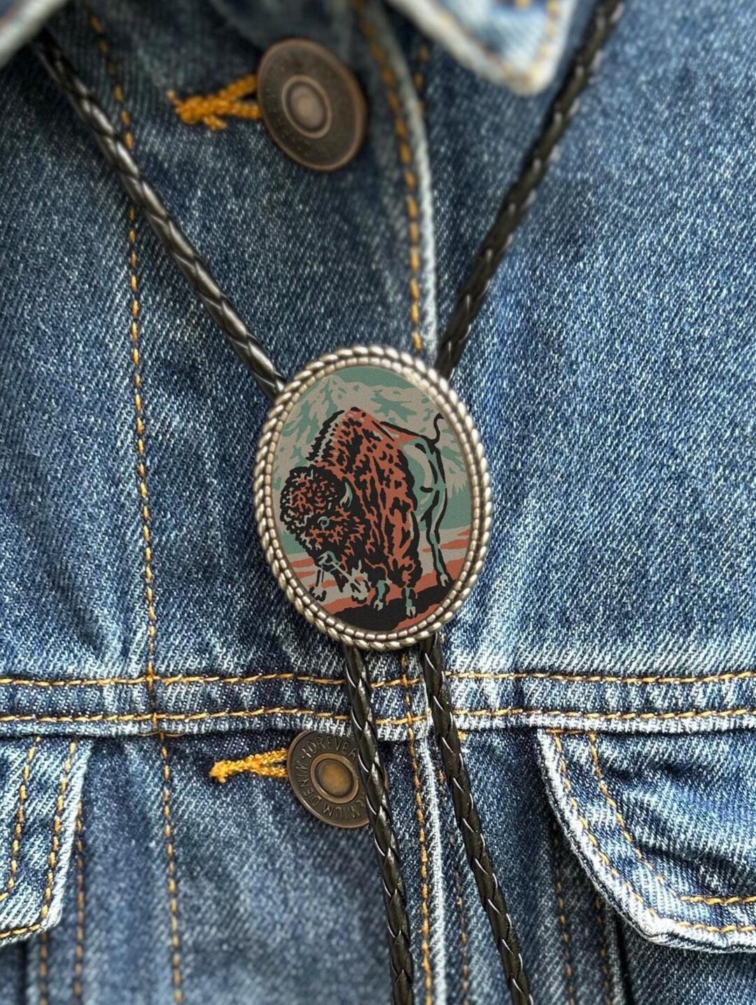 Red & Blue Bull Bolo Tie -gifts for Him Cabochon Indian Leather Western ...
