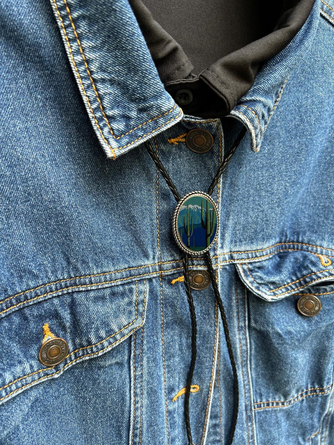 Blooming Cactus Bolo Tie - Leather Cowboy Necktie Accessories Men's ...