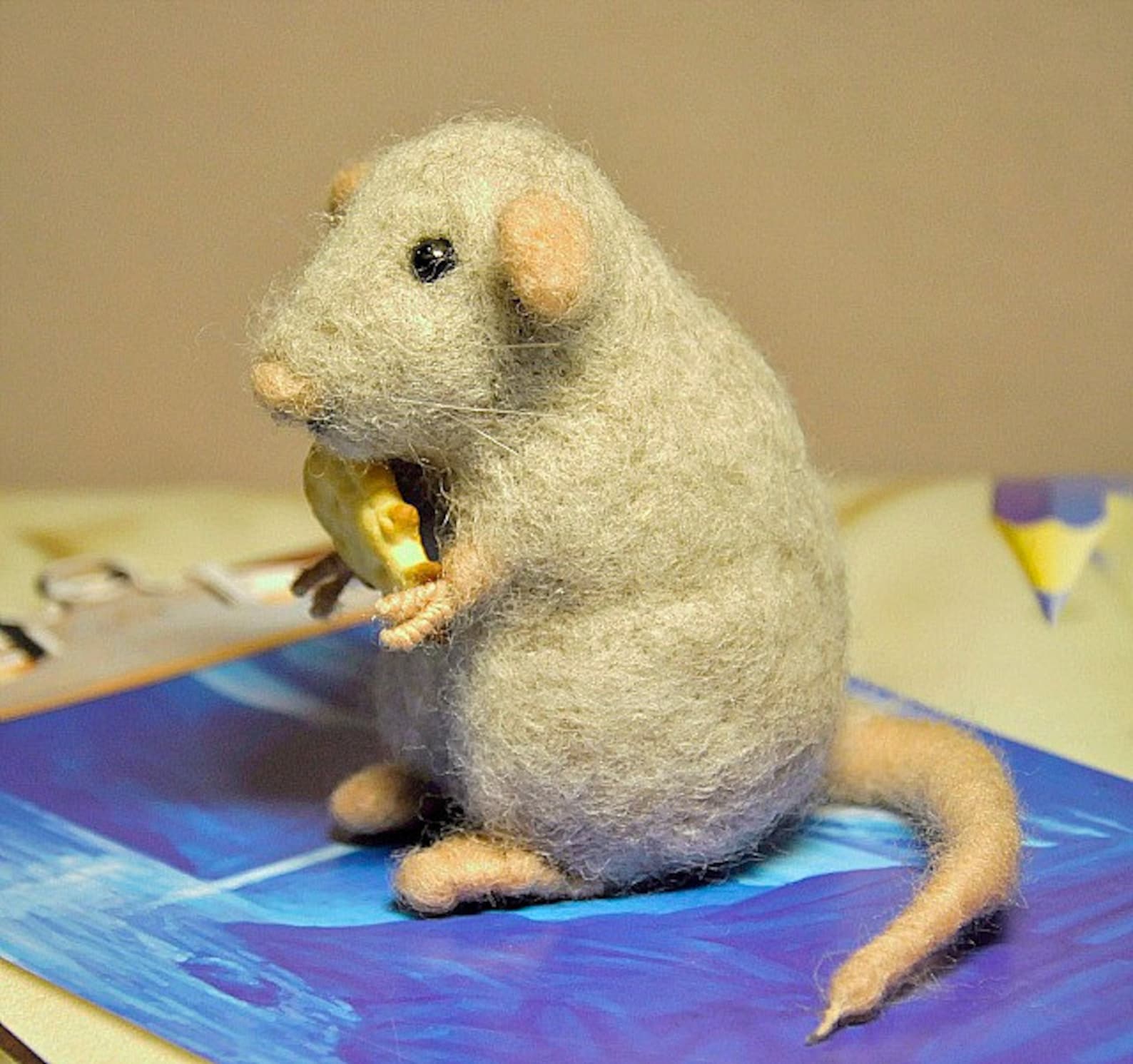 Grey Wool Mouse, Needlefelted Handmade Toy - Gift Idea - Eco-friendly ...