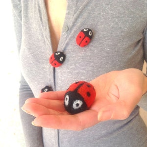 Five Ladybug Family Felted Brooch Summer Gift for Her Funny - Etsy