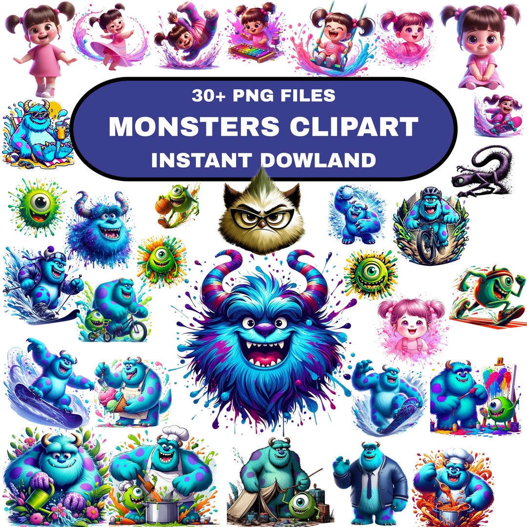 Monsters Bundle 30+ Files - Monsters PNG - Digital Download - Printable ...