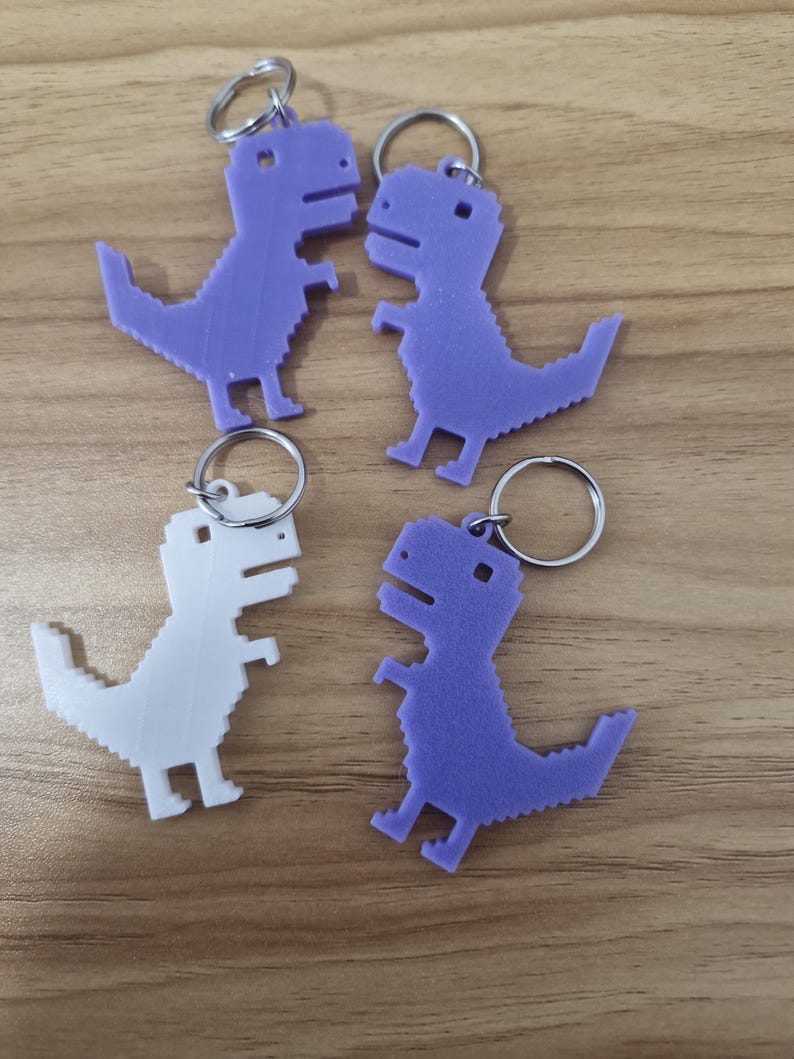 Pixel T-rex Keychain - Etsy