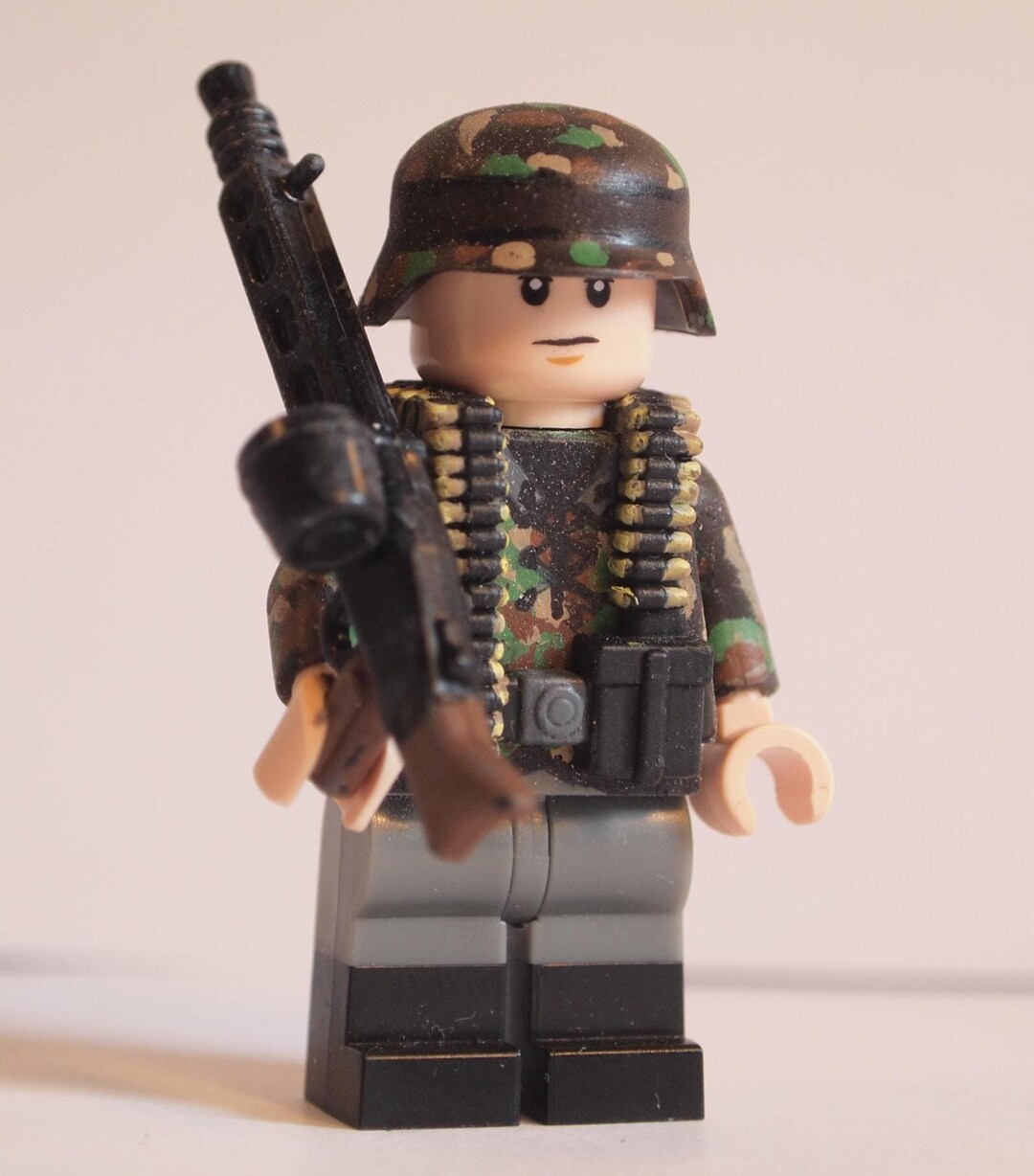 Custom Hand Painted LEGO WW2 German MG42 Gunner. Head, Torso and Legs ...