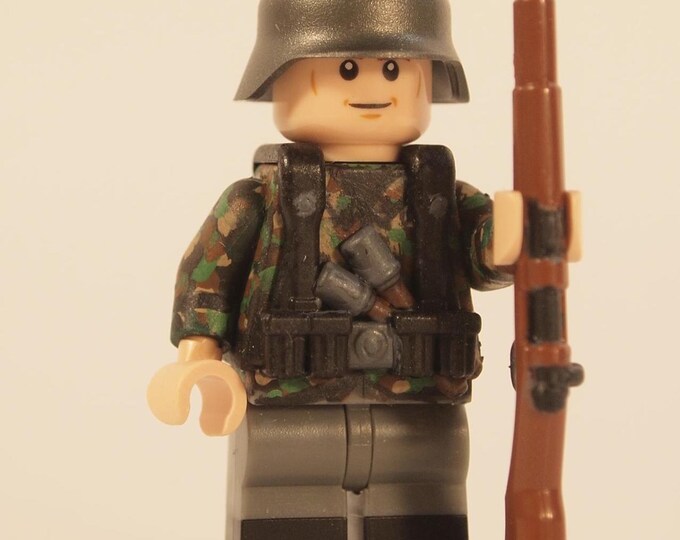 Custom Hand Painted LEGO WW2 German Rifleman. Original LEGO Head Torso ...