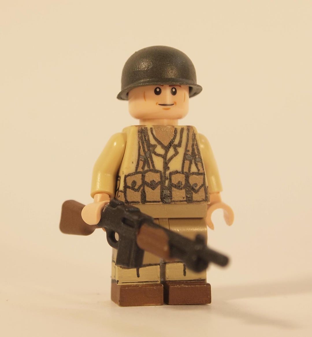 Custom Hand Painted LEGO WW2 US Bar Gunner. Original LEGO Head, Torso ...