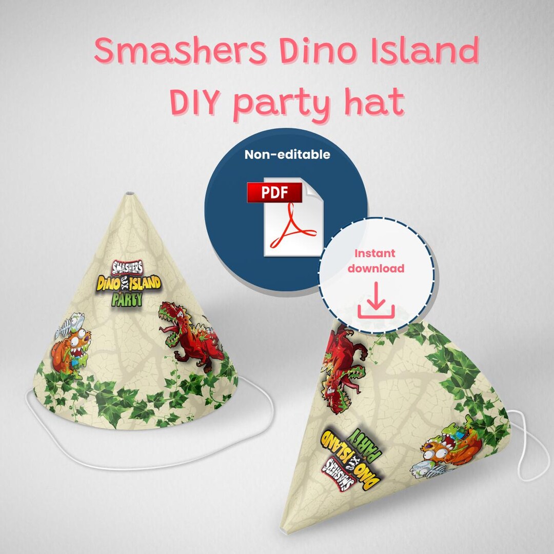 Smashers Dino Island (zuru) Birthday Party Hat I Print at Home Party ...