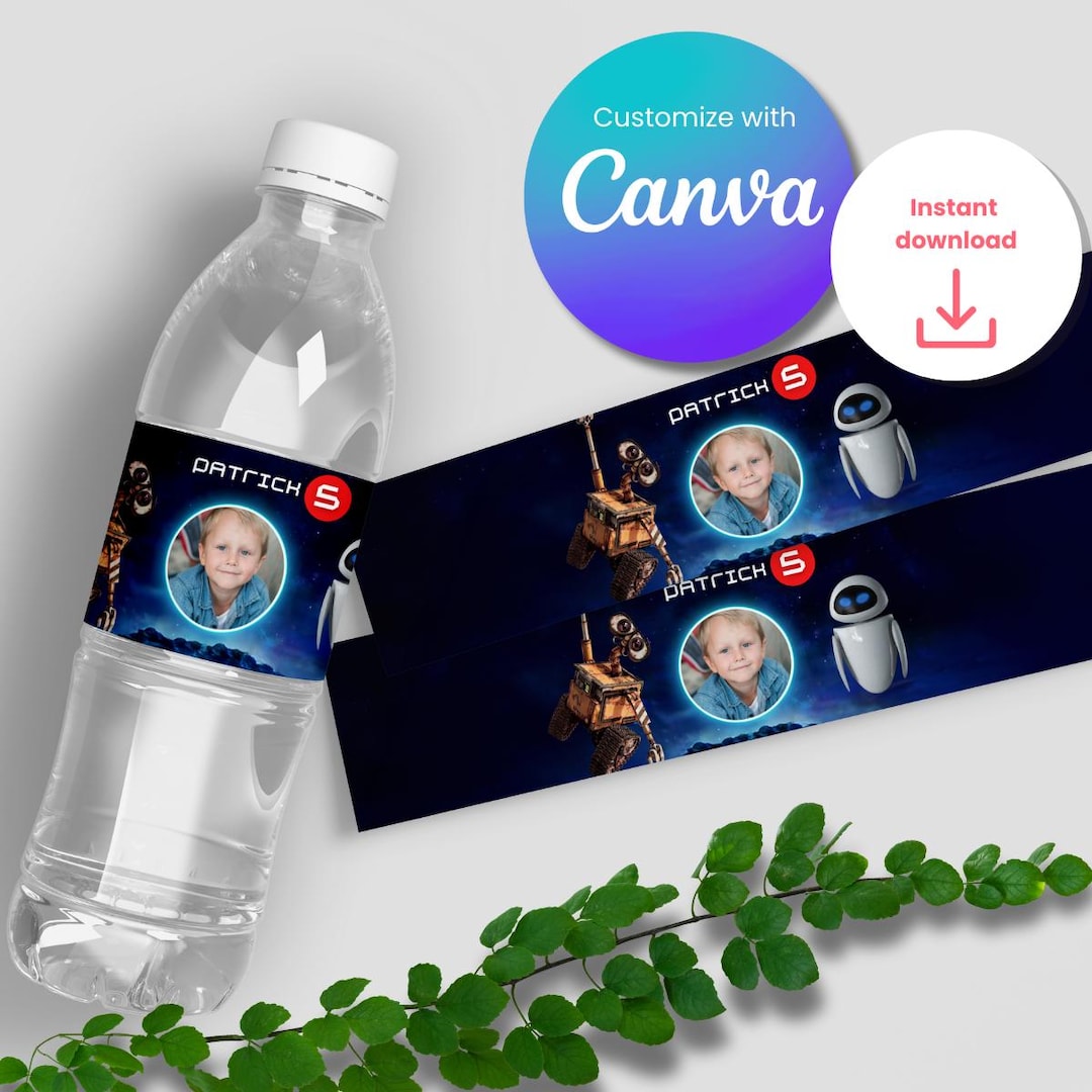 Editable Wall-e (pixar) Bottle Labels With Photo I Wall-e Templates I ...