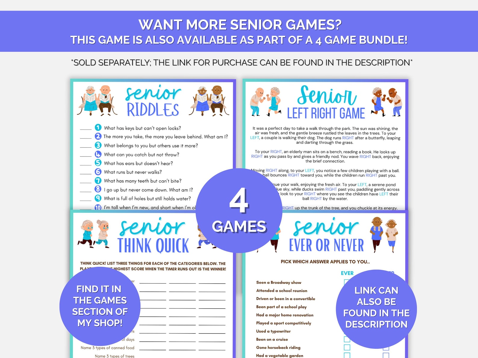 Senior Think Quick Game, Elderly Games, Senior Adult Games, Elderly ...