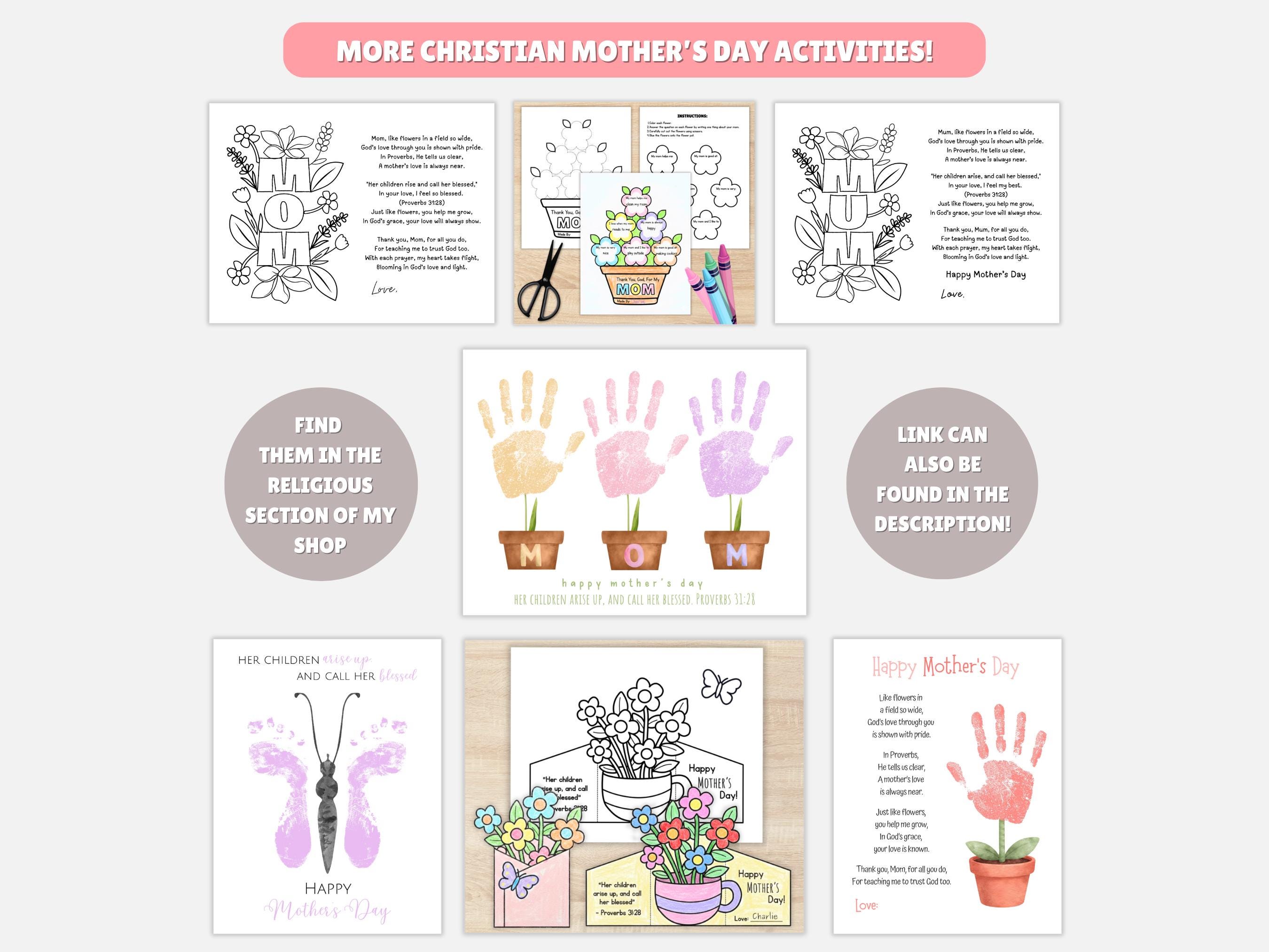 Mothers Day Sunday School Craft, Mom Coloring Card, Mothers Day Bible ...