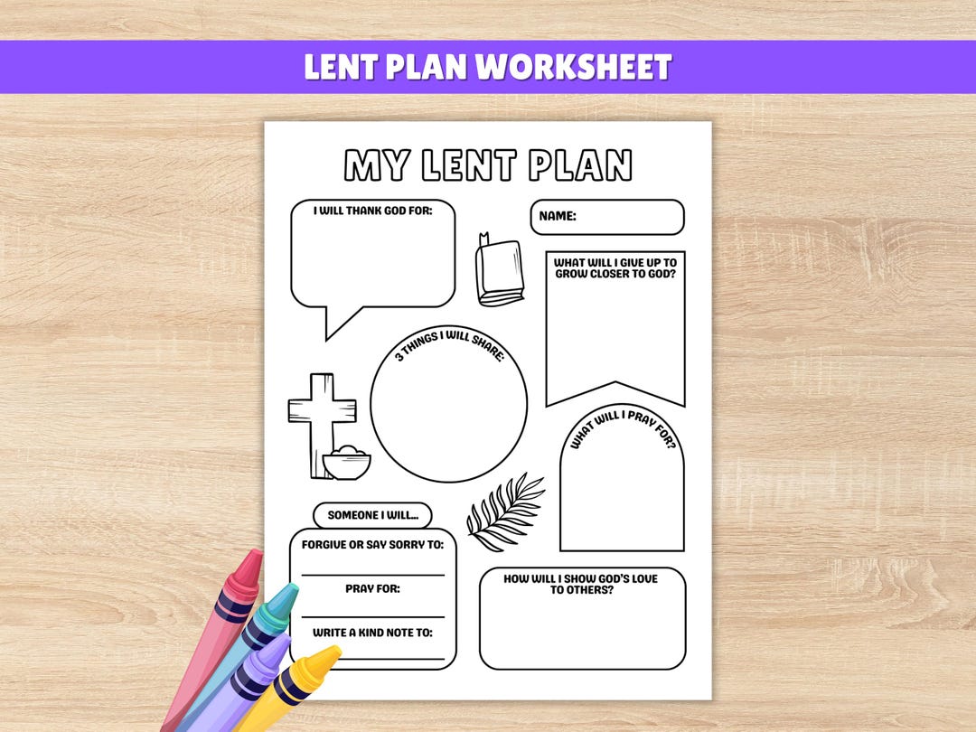 My Lent Plan Worksheet, Lent Activity, Lent for Kids, Ash Wednesday ...