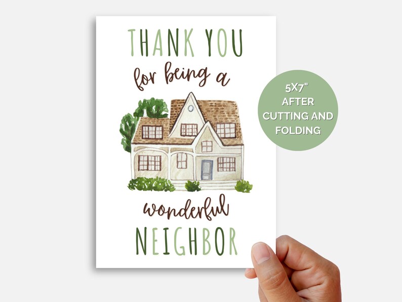 Printable Neighbor Card, Thank You Neighbors, Neighbor Thanks, Neighbor ...