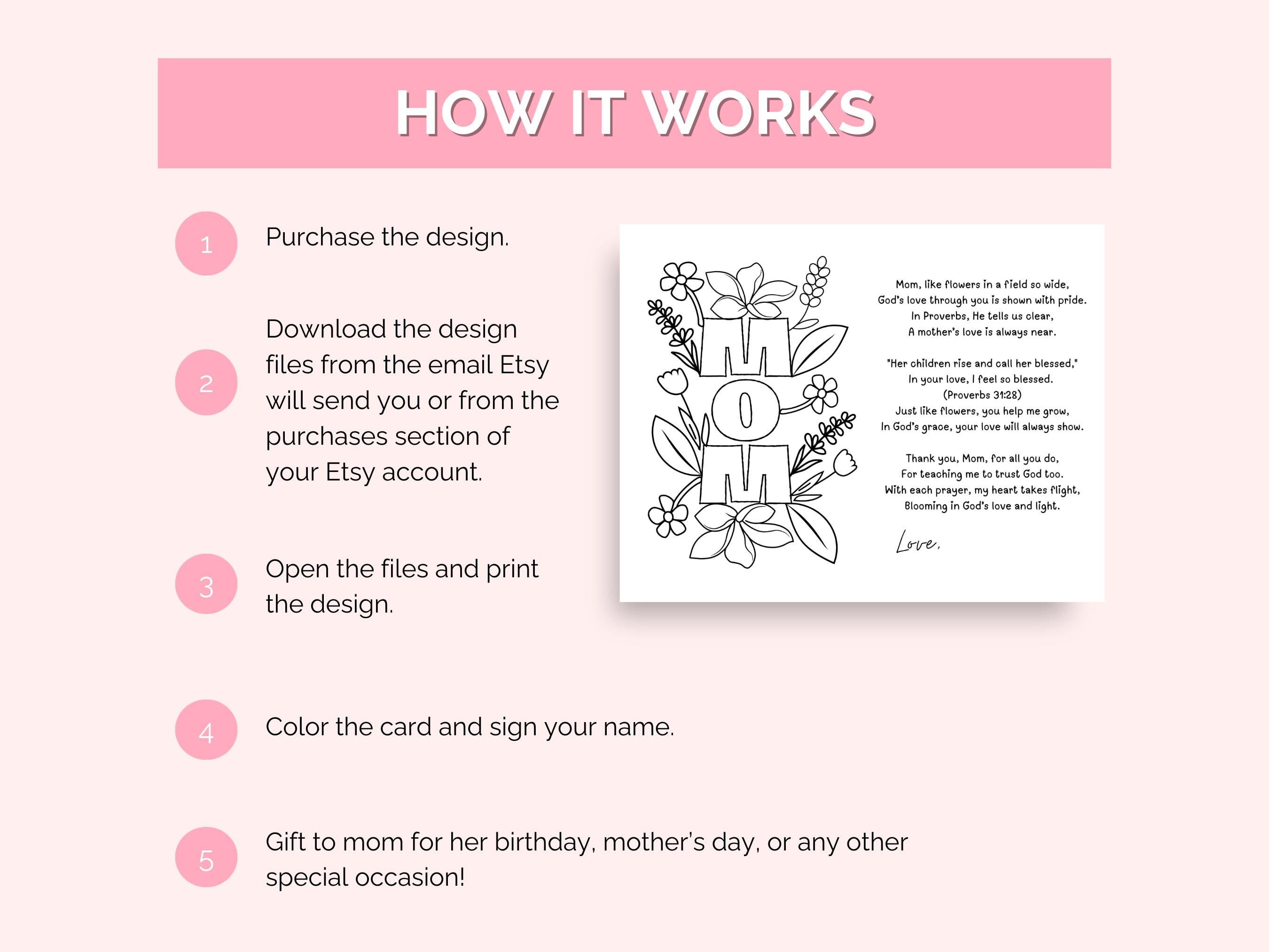 Sunday School Mothers Day Craft, Mothers Day Coloring Card, Mothers Day ...