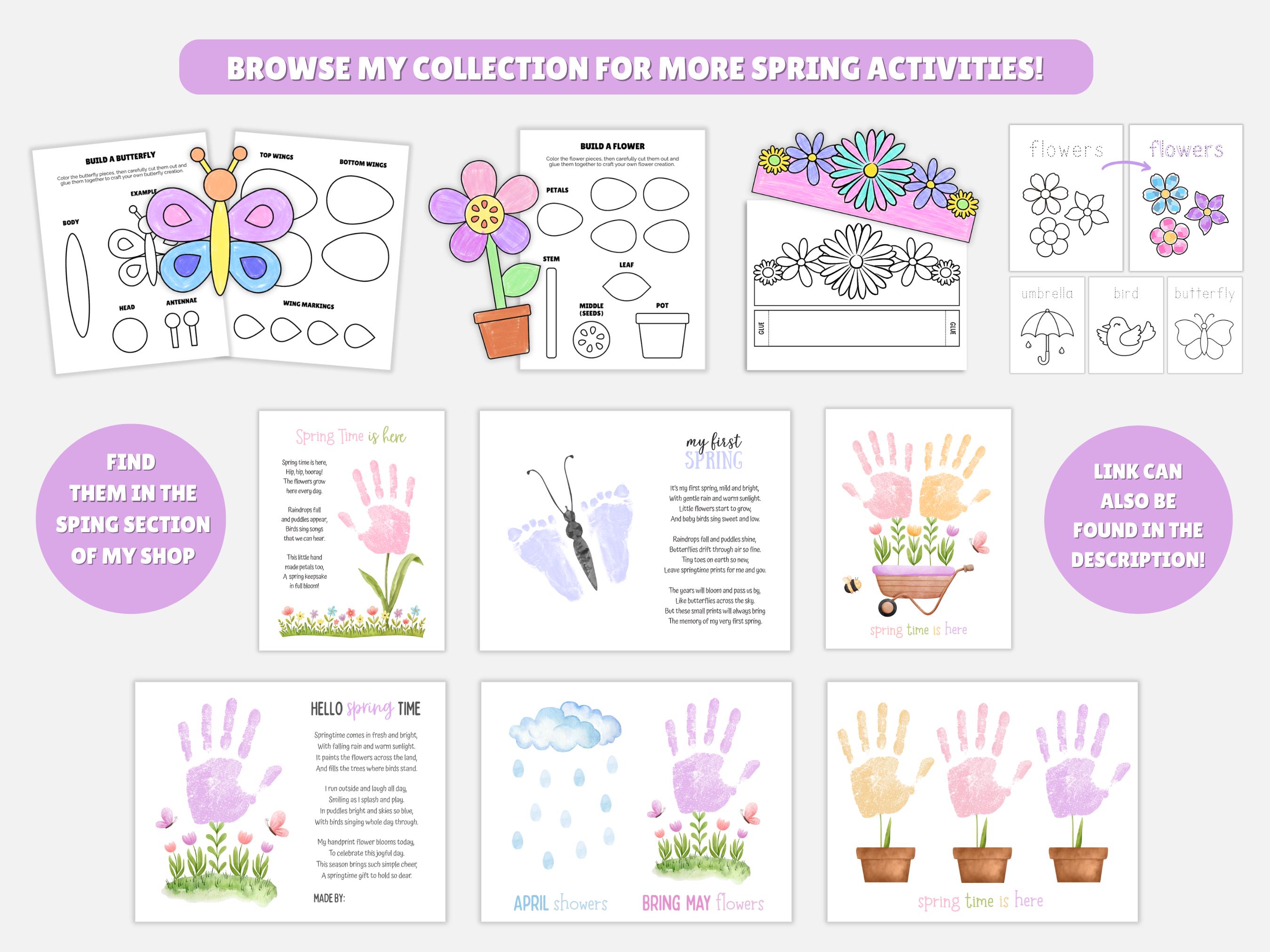 Spring Handprint Art, Handprint Poem Craft, Flower Handprint, Spring ...