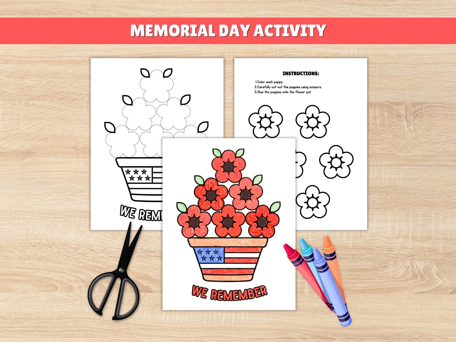 Memorial Day Activity, Memorial Day Coloring, Memorial Day Preschool ...