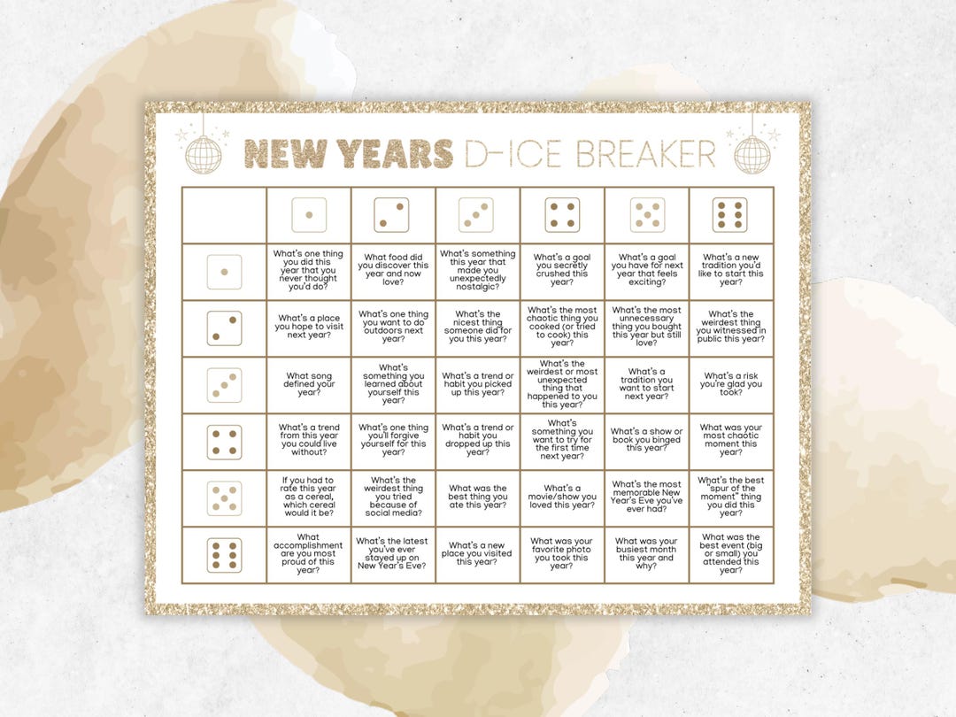 New Years Ice Breaker Dice Game, New Years Game, Icebreaker Activity ...