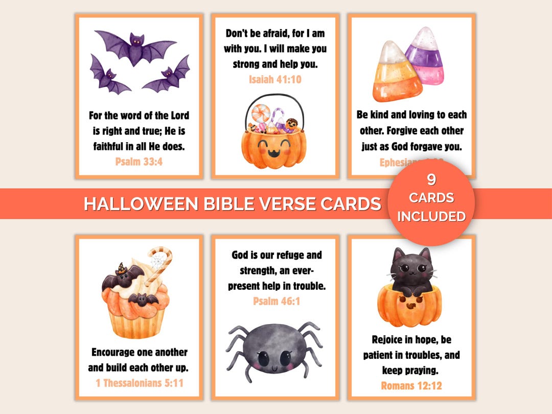 Halloween Bible Verse Cards, Christian Treat Tags, Halloween Bible ...