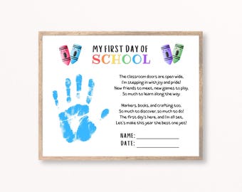 First Day of School Poem Handprint, Kindergarten Preschool Handprint ...
