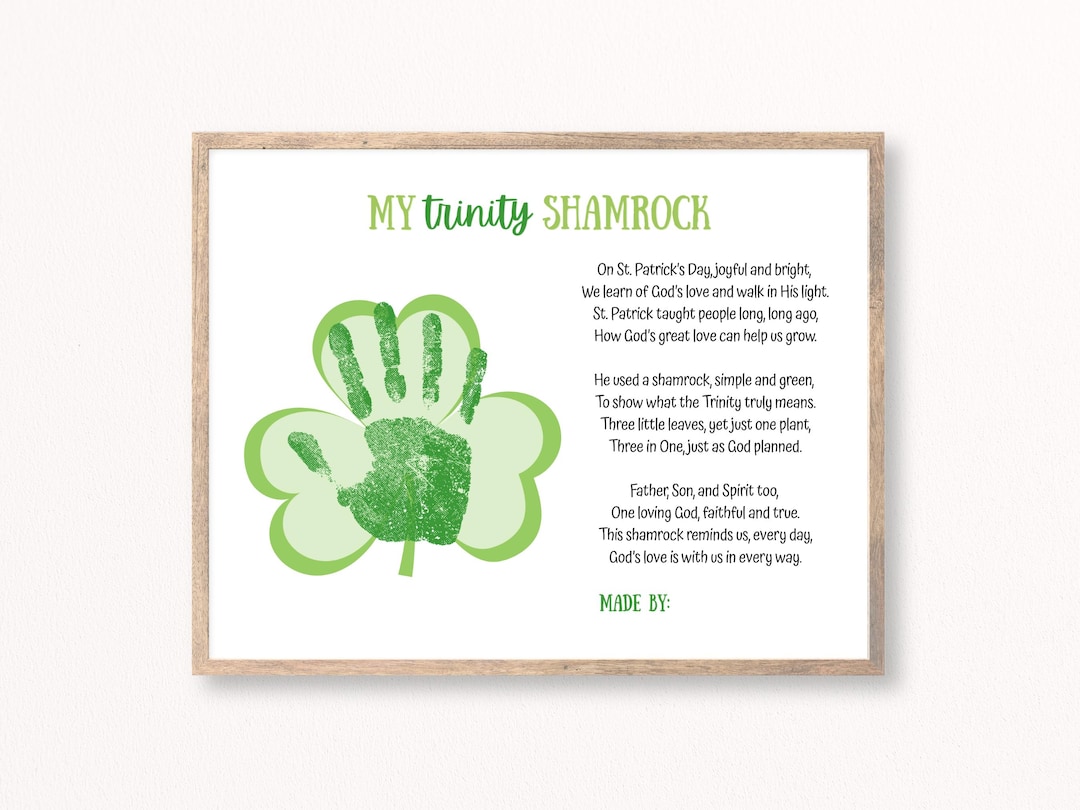 St Patrick's Day Trinity Shamrock, Handprint Poem Craft, Church Lesson ...