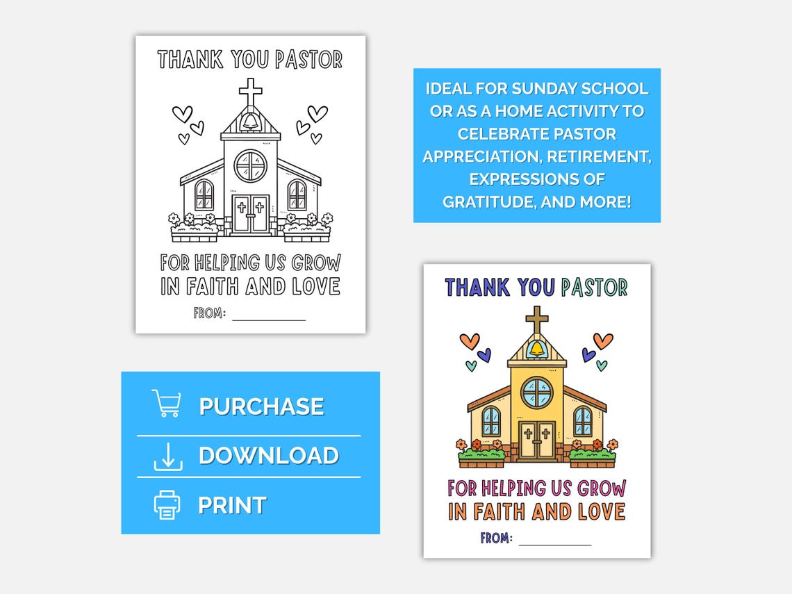 Pastor Coloring Page, Pastor Appreciation, Pastor Thank You, Children ...