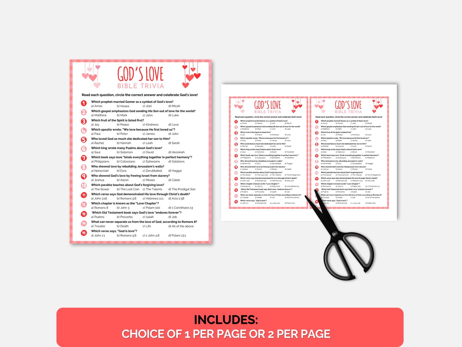 God's Love Bible Trivia, Valentines Day Bible Activity, Christian ...