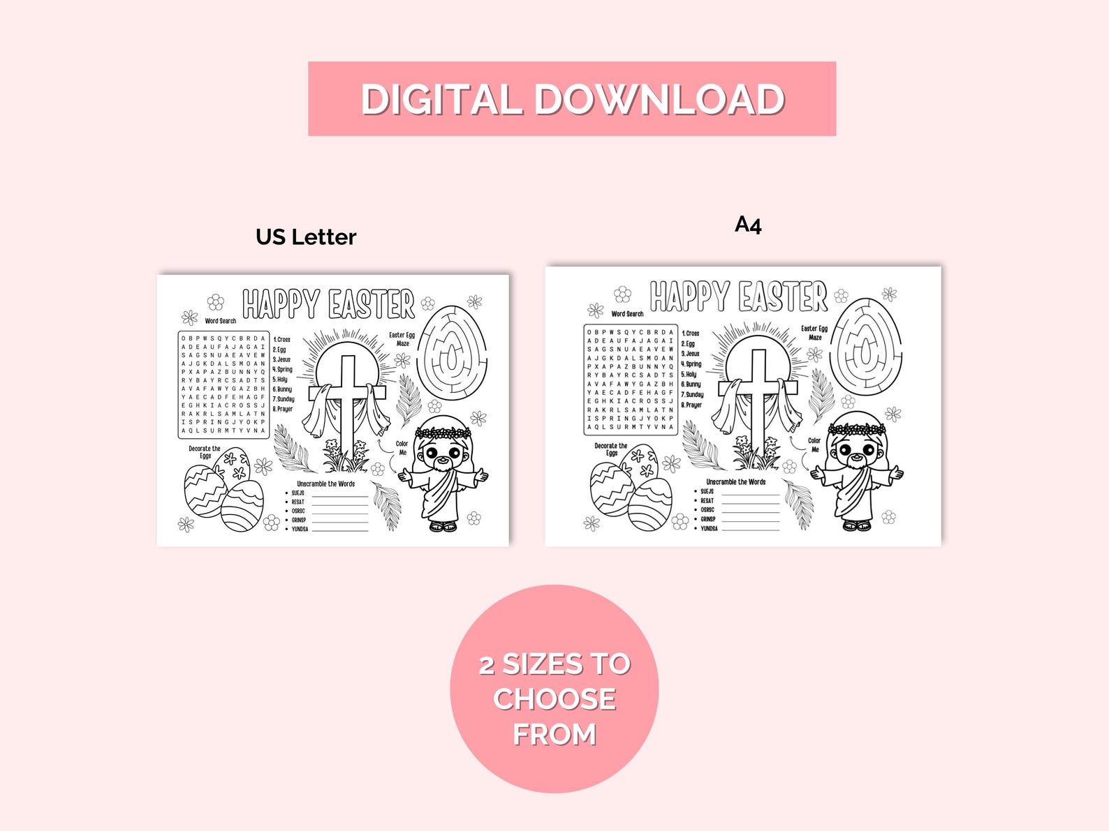 Printable Easter Story Activity Placemat, Holy Week Printable, Holy ...