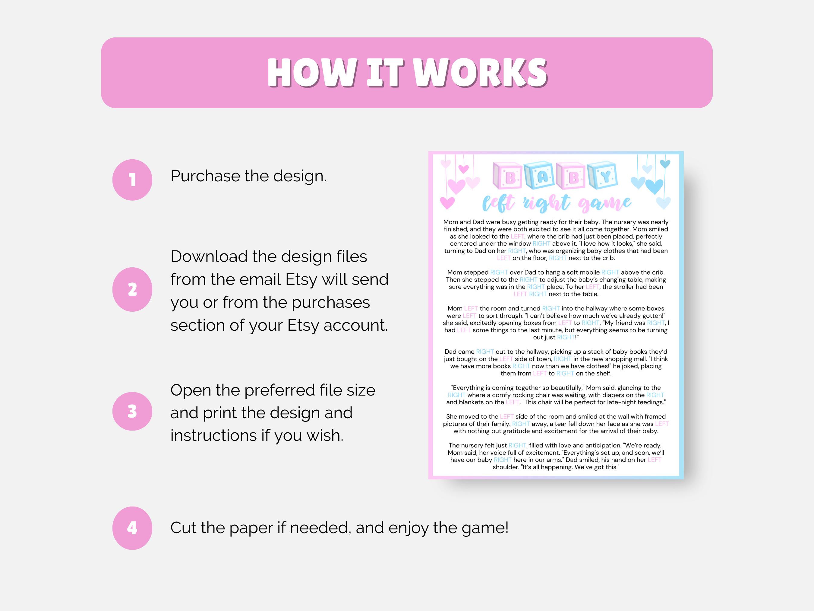 Left Right Baby Shower Game, Left Right Baby Game, Pass the Prize Baby ...